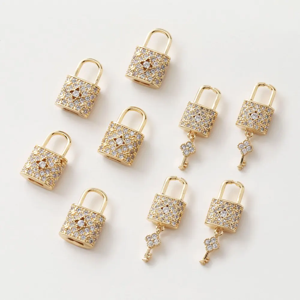 Gold Lock Key Jewelry Charm | 14k Gold Plated Lock Charms | Brass Key ...