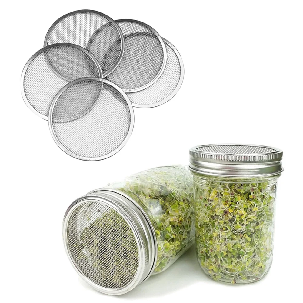5 Stainless Steel Sprouting Strainer Mesh Screen Lids For Wide Mouth ...