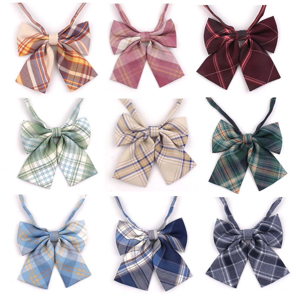 Feminine Plaid Bowtie Casual Bow Tie For Women Uniform Collar Butterf ...