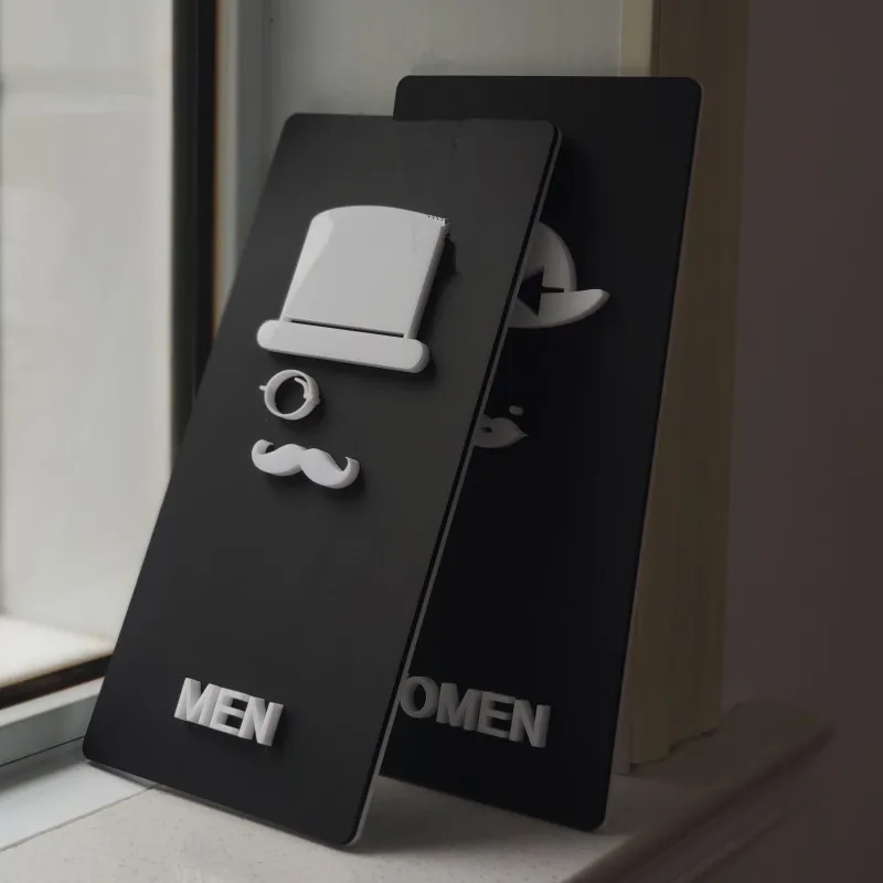 Bathroom Toilet Door Sign Creative Wall Stickers Wc Indication Signage ...