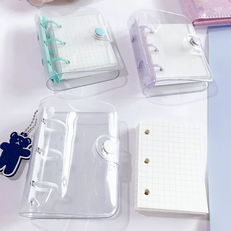 Feuillet mobile,Mini carnet de notes à 3 trous en PVC,coque ...