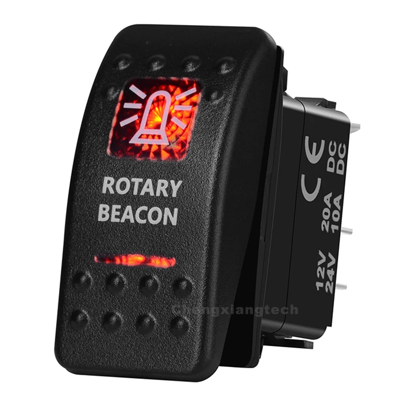 Red Lens Rocker Switch Rotary Beacon ON OFF / ON OFF ON / (ON) ON OFF ...
