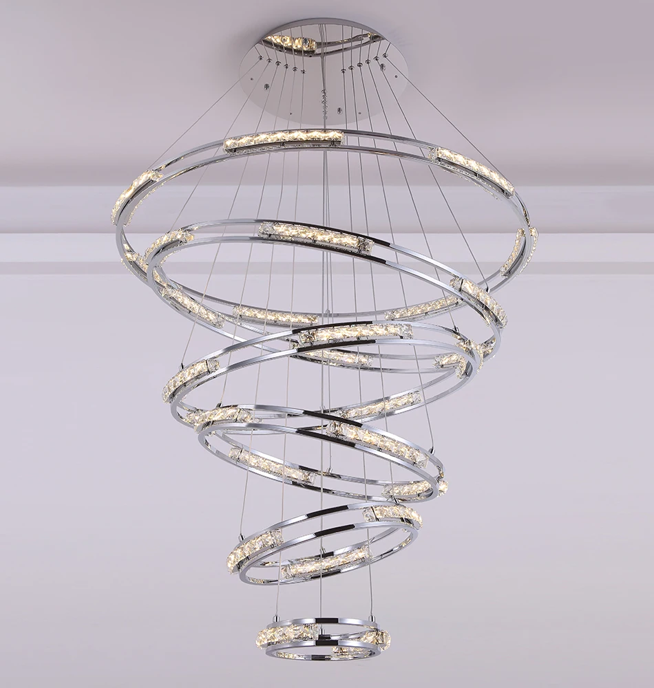 Luxury Ring LED Crystal Chandelier for Staircase, Living | Toplightstore
