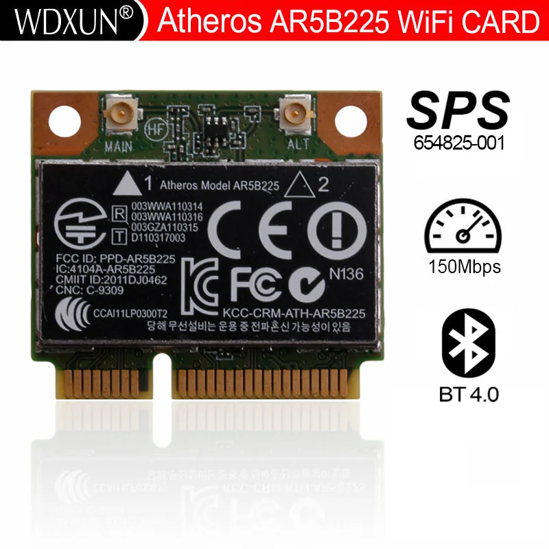 Tarjeta Atheros AR9485 AR5B225 Mini PCIe inalámbrica, 300M + BT4.0 ...