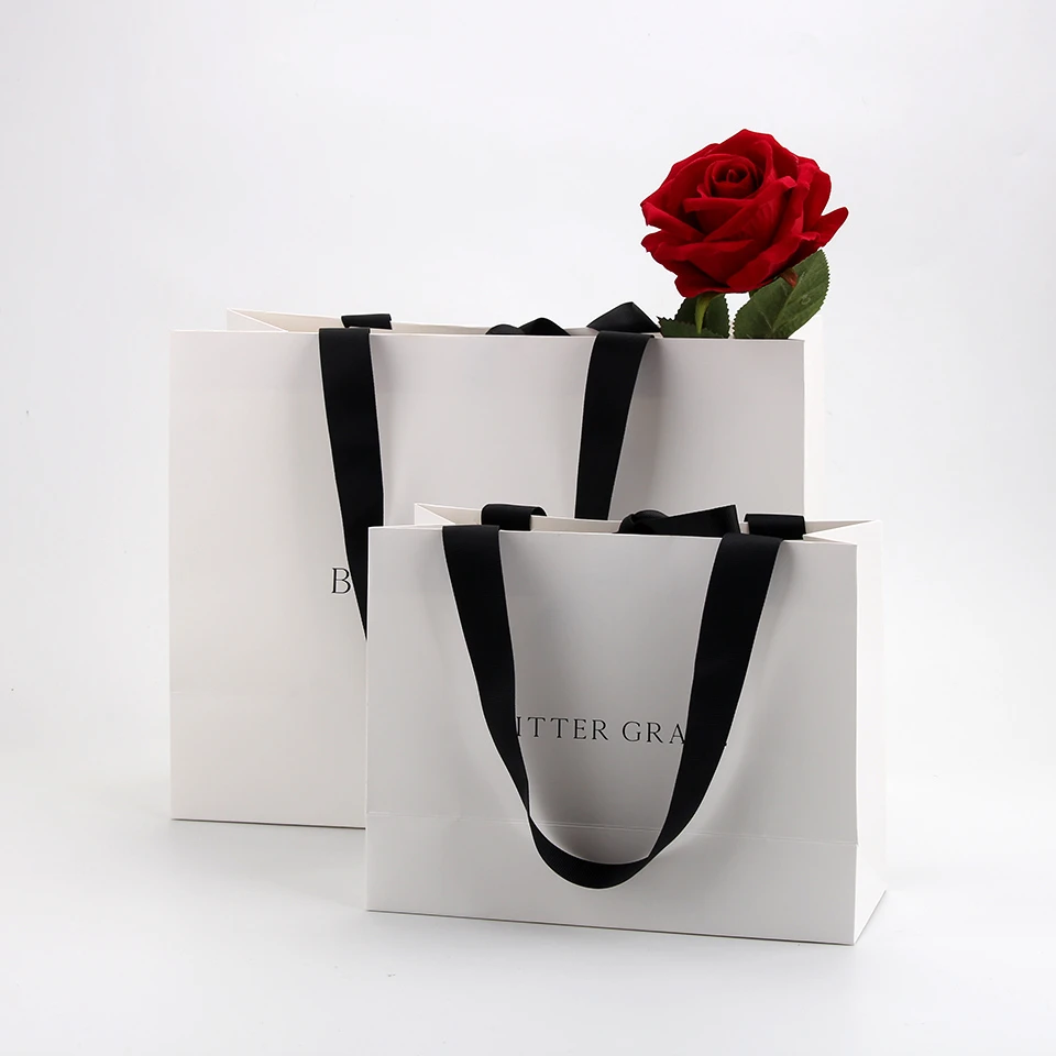 Luxury Ribbon Handle Boutique Shopping Packaging Customized Printed ...