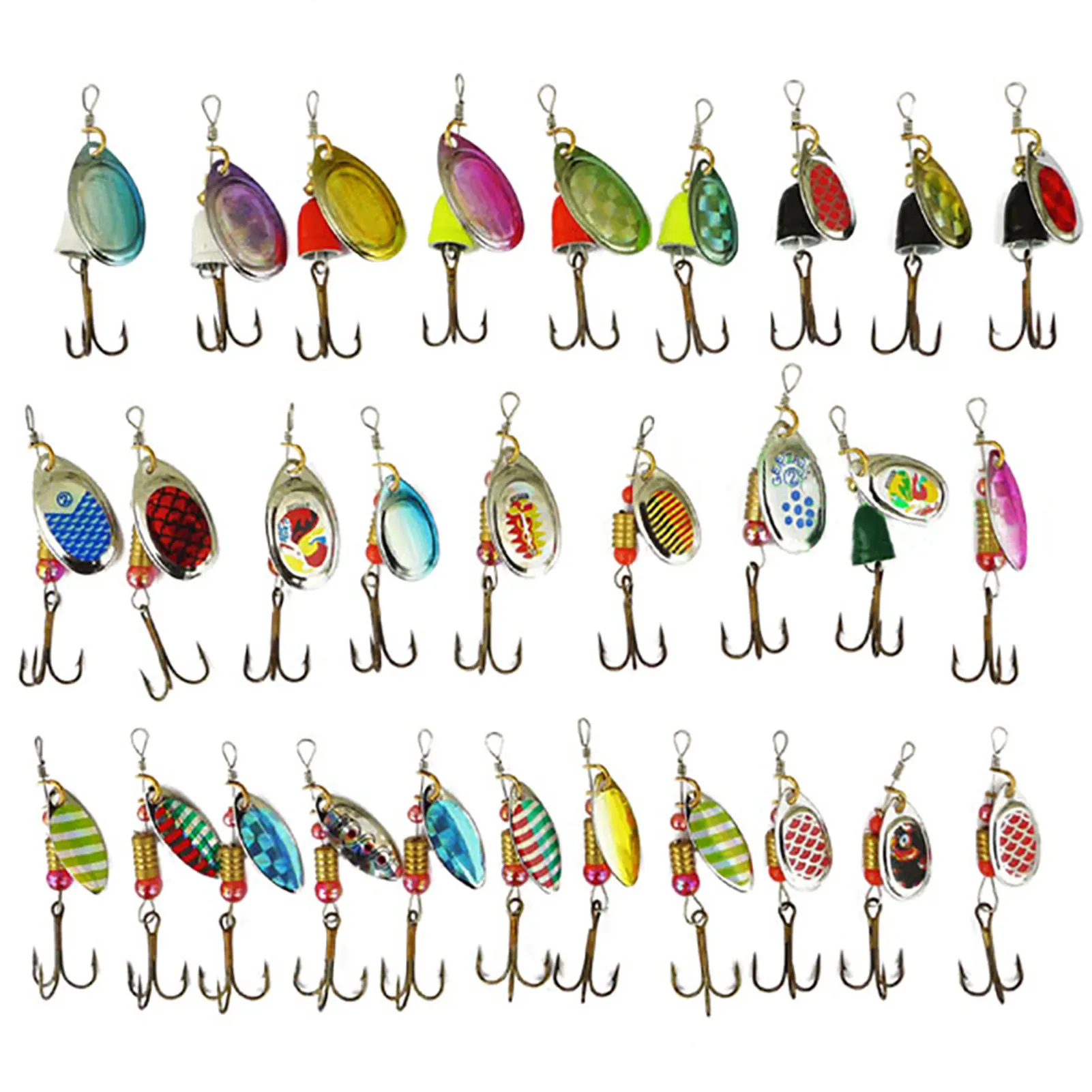 30pcs/set Assorted Spinners Fishing Lures Spoon Crankbait Spinnerbaits ...