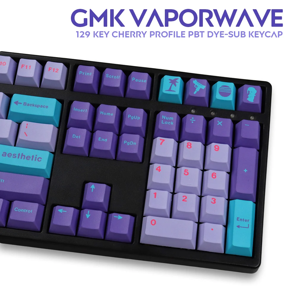 Gmk Vaporwave Keycaps Cherry Profile Pbt Dye-sub 129 Keys Keycap For Mx ...