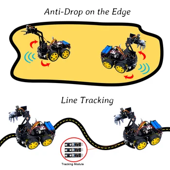 LAFVIN 4WD Robot Arm Car Kit for Arduino Automation Smart Mechanical ...