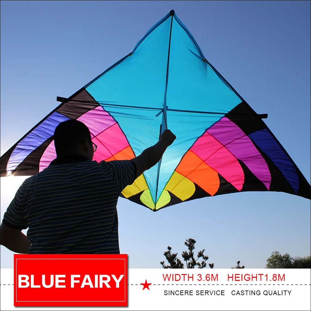 3.6M Colorful Delta Kite for Audlts Big Single Line Triangle Outdoor ...