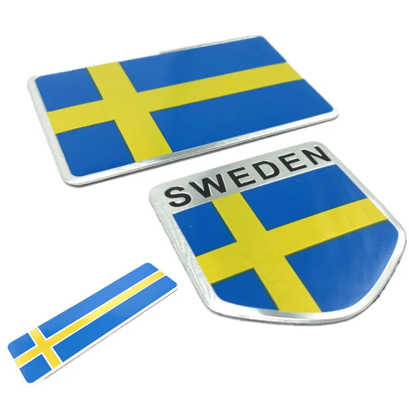 3D-Aluminum-Alloy-Sweden-National-Flag-Emblem-Badge-Car-Sticker ...