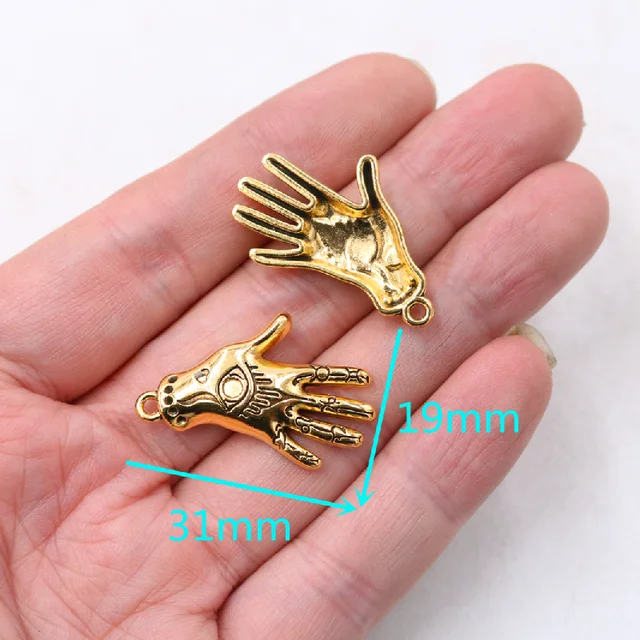 10pcs Fashion Palm Metal Pendant, Tattoo Hand Charms, Devil Hand Charms ...