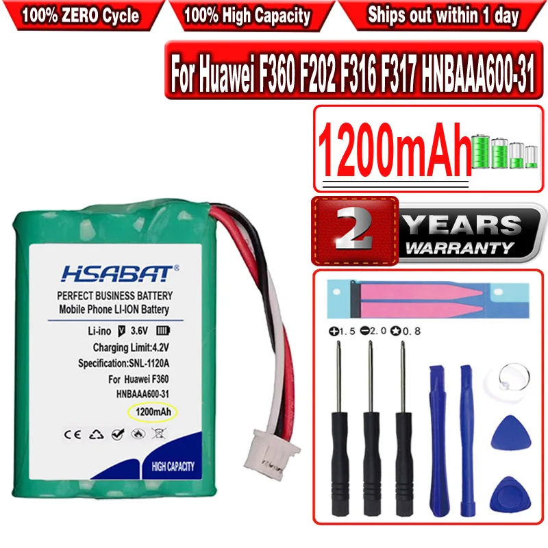 HSABAT Batería de 1200mAh para teléfono móvil, dispositivo inalámbrico ...