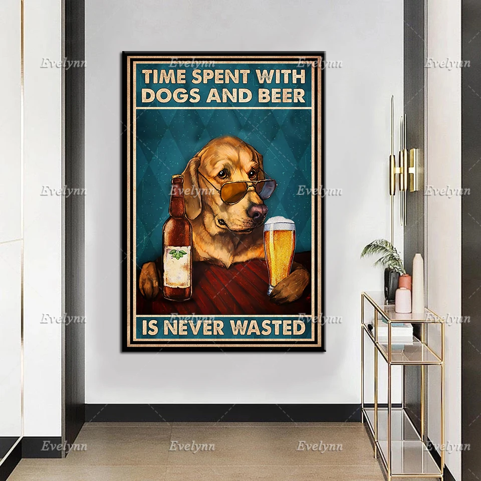 Dogs Drinking Beer Poster