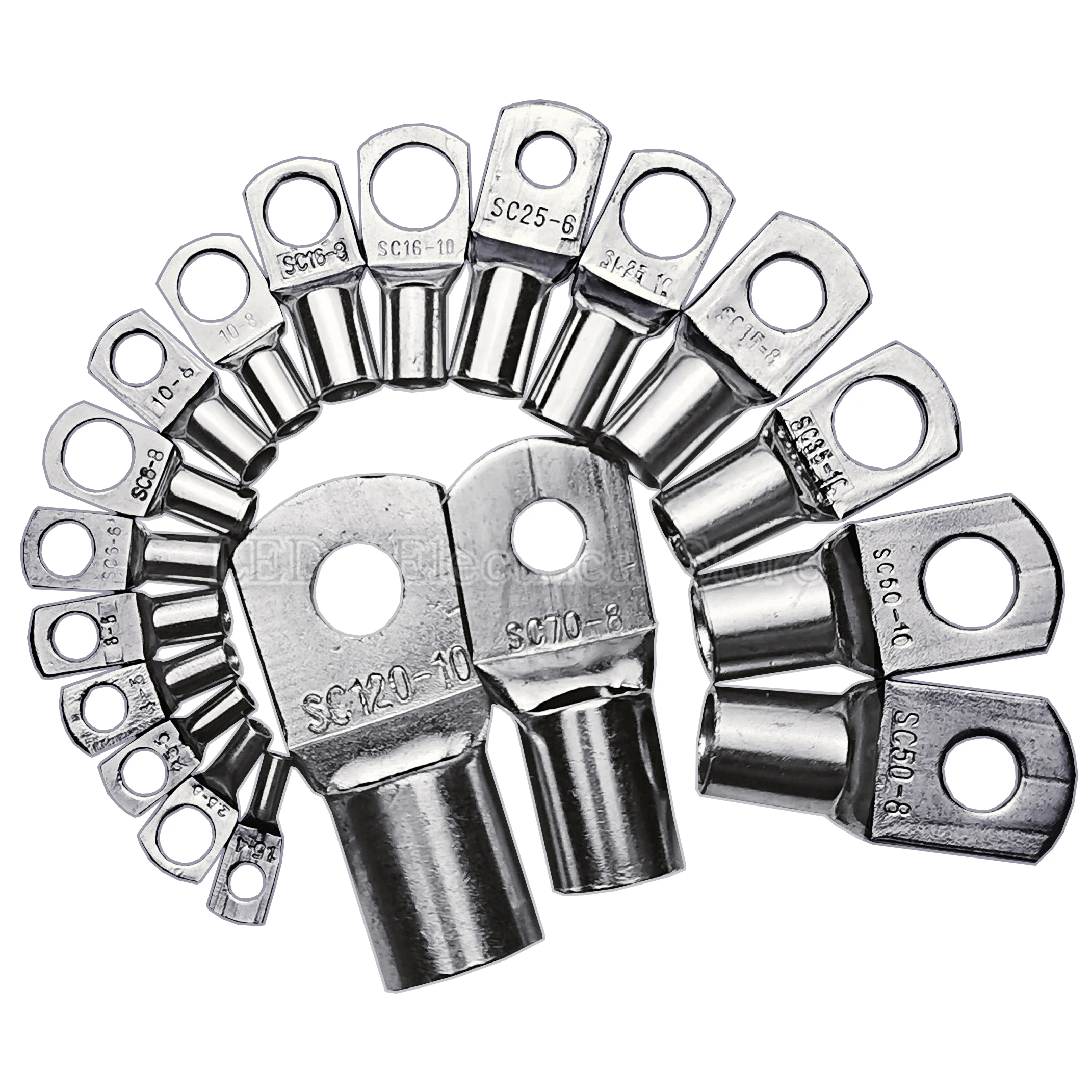 10Pcs SC1.5 5 SC10 8 SC16 6 SC16 8 Copper Cable Lug Kit Bolt Hole ...