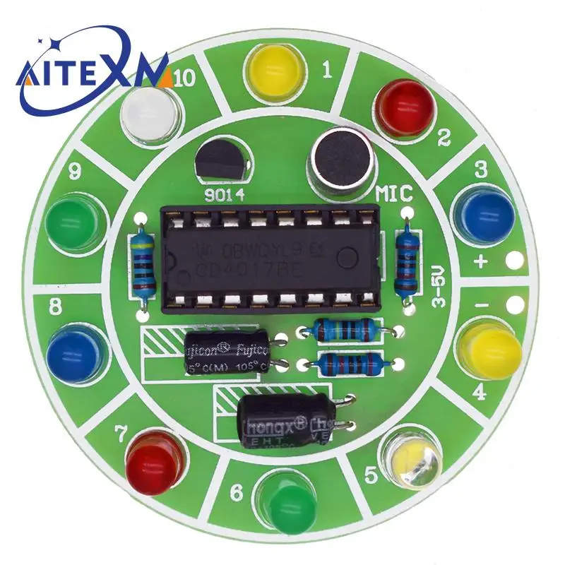 Cd4017 Colorful Voice Control Rotating Led Light Kit Electronic ...
