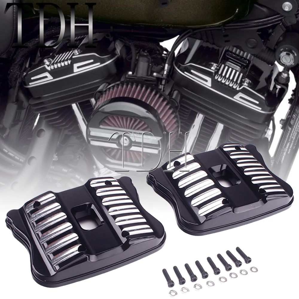 2x Aluminum Black Motorcycle Top Rocker Box Cover Case For Harley ...