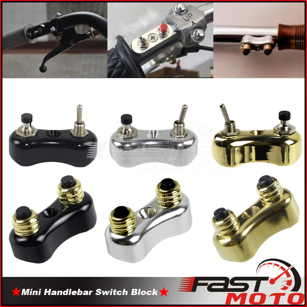 Mini Handlebar Switch Block Momentary Push Button Toggle 7/8" 1" 22mm ...