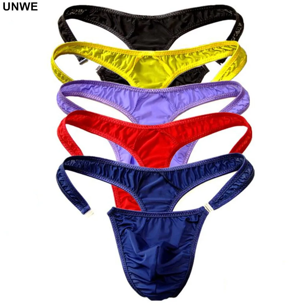 5PCS/Set Transparent Buckle Thong Men Pouch Sexy G String Spandex Nylon ...