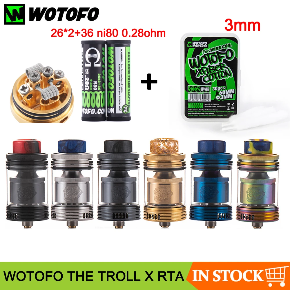 Original Wotofo The Troll X Rta Tank 24mm Atomizer With 26*2+36 Ni80 0 ...