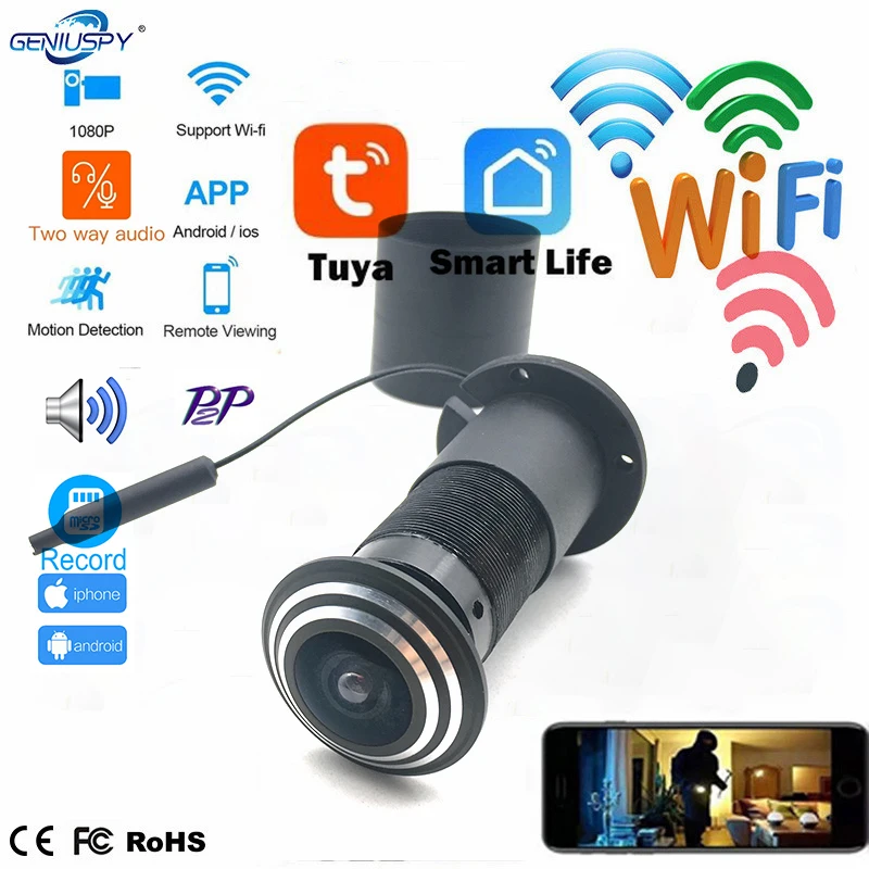 1080P Mini Peephole Wifi Door Eye Hole Camera Wireless IP P2P On vif ...