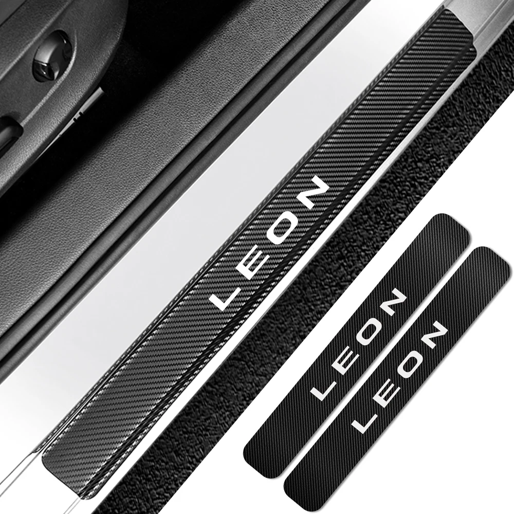 4PCS-For-Seat-Leon-MK3-MK2-Car-Door-Sill-Sticker-Auto-Carbon-Fiber-Anti ...