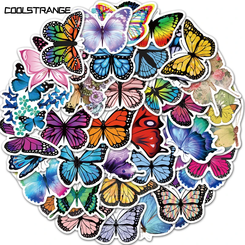 10/30/50pcs Cartoon Beautiful Butterfly Stickers For Kid And Vsco Girl ...