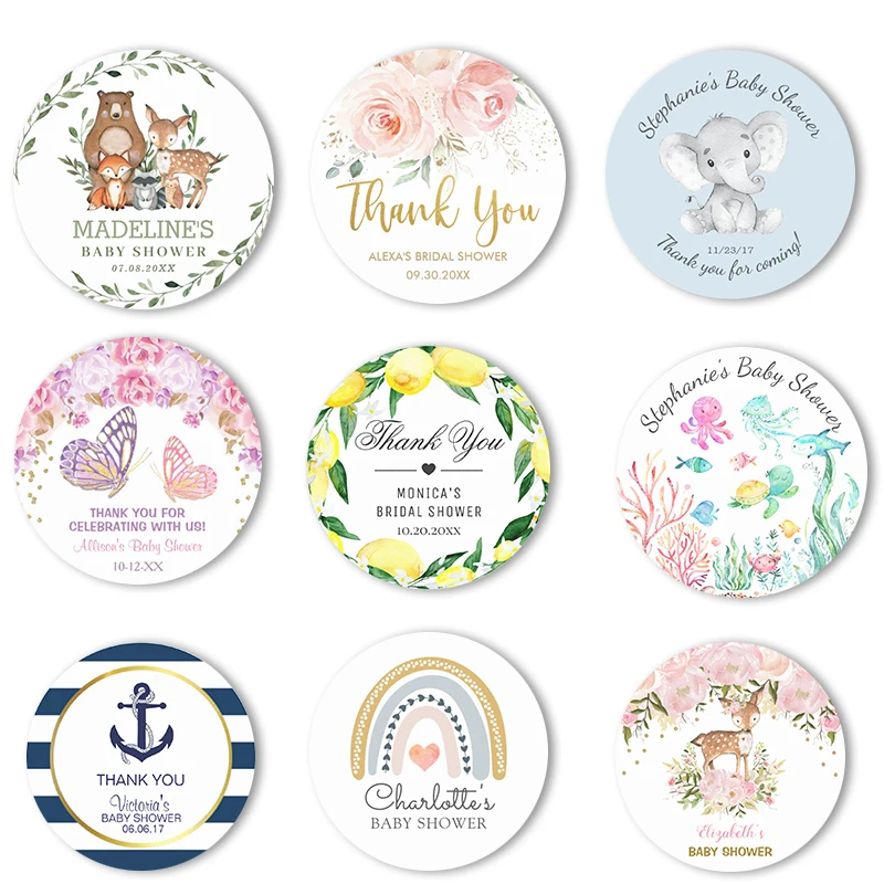 Personalized Baby Shower Thank You Favor Stickers,1.5~3 Inch Waterproof ...