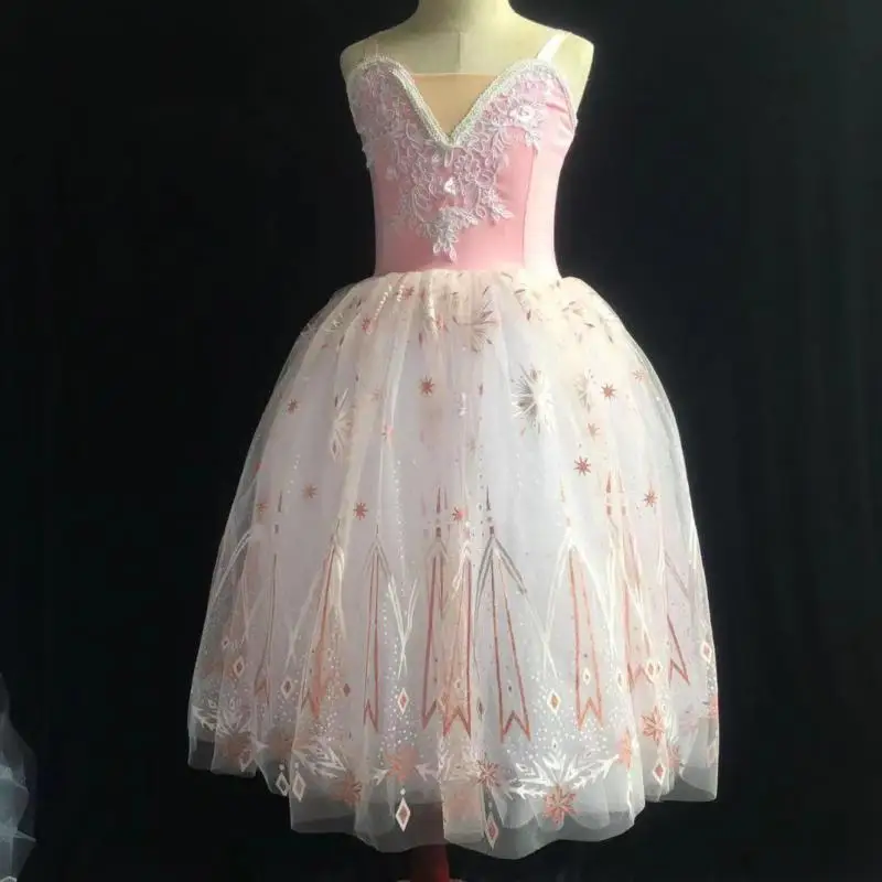 Pink Ballet Dress Girls Long Ballet Tutu Dress Kids Child Adult Women ...