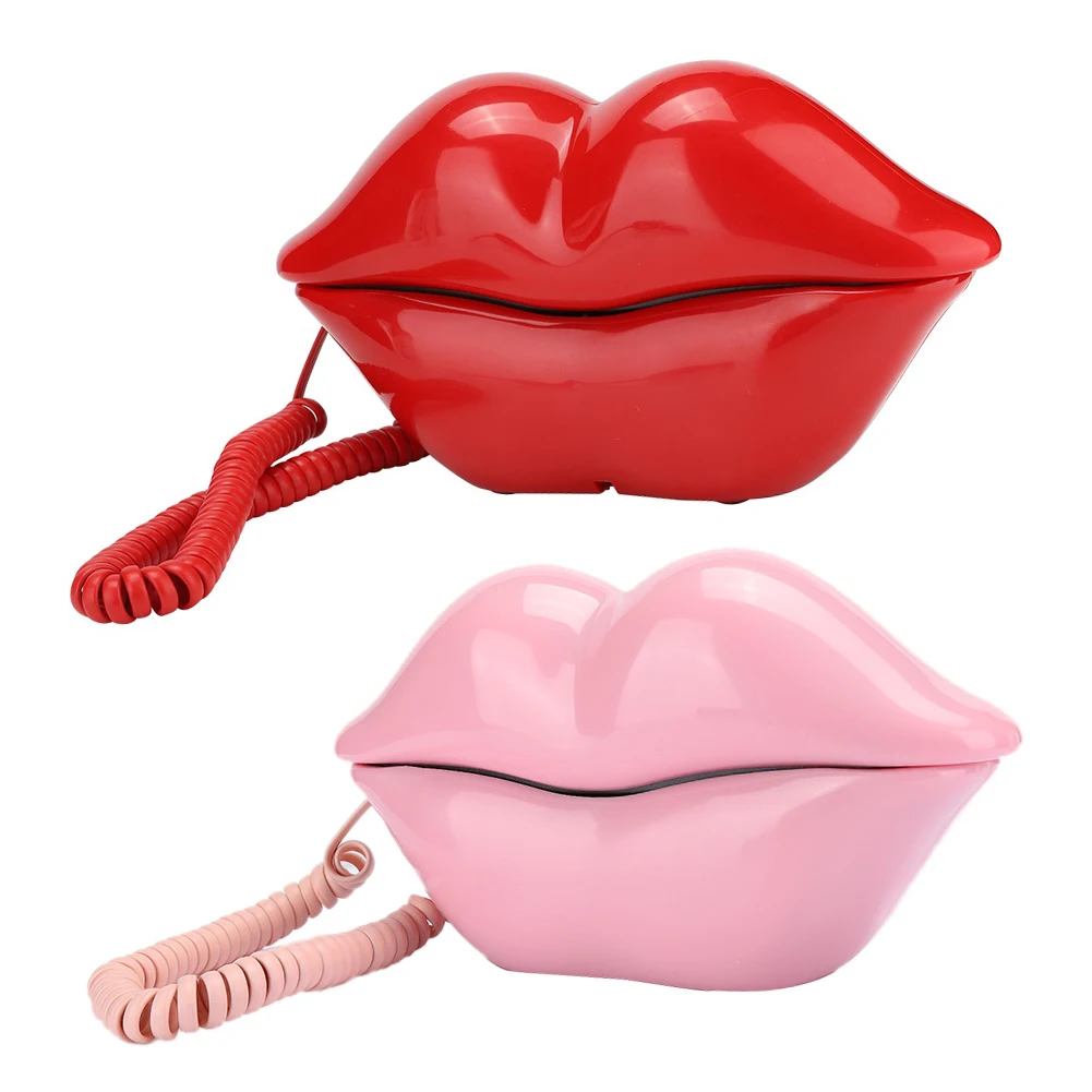 European Style Home Landline Phone Fashionable Pink Lip Shaped Phone ...