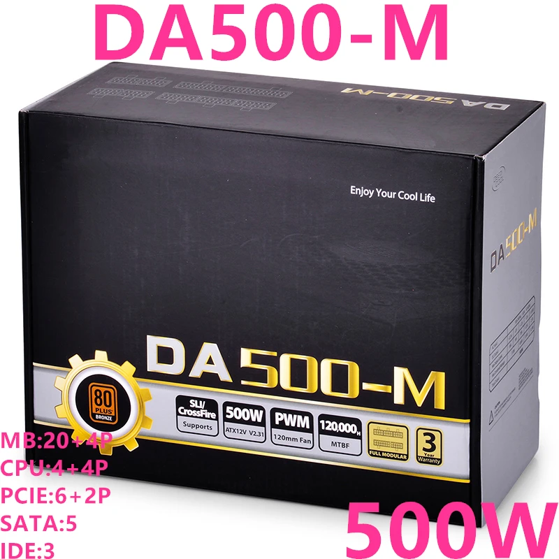 PSU For Deepcool Brand Full Module Wide Design 80plus Bronze Desktop Computer Power Supply 500W ...