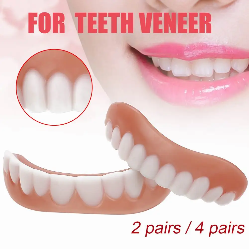Silicone Upper/Lower False Teeth Perfect Instant Smile Veneers Cosmetic ...