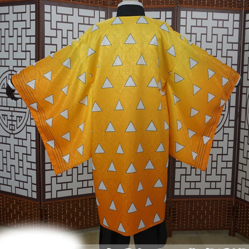 Anime Demon Slayer Kimetsu No Yaiba Agatsuma Zenitsu Cosplay Costume ...