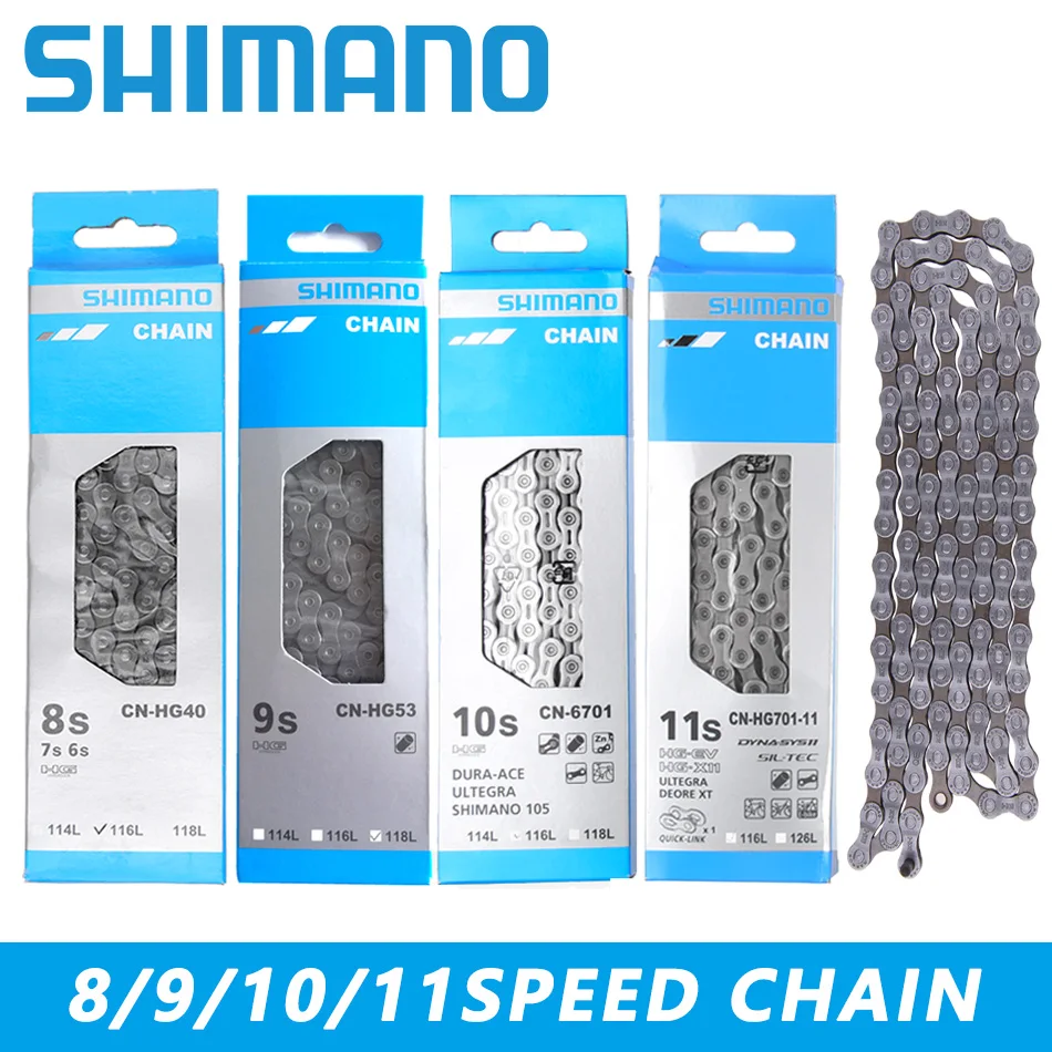 Original SHIMANO KMC 8/9/10/11/12Speed Chains 112/114/116/118/126 Links M6100 M8100 HG71 HG601 ...
