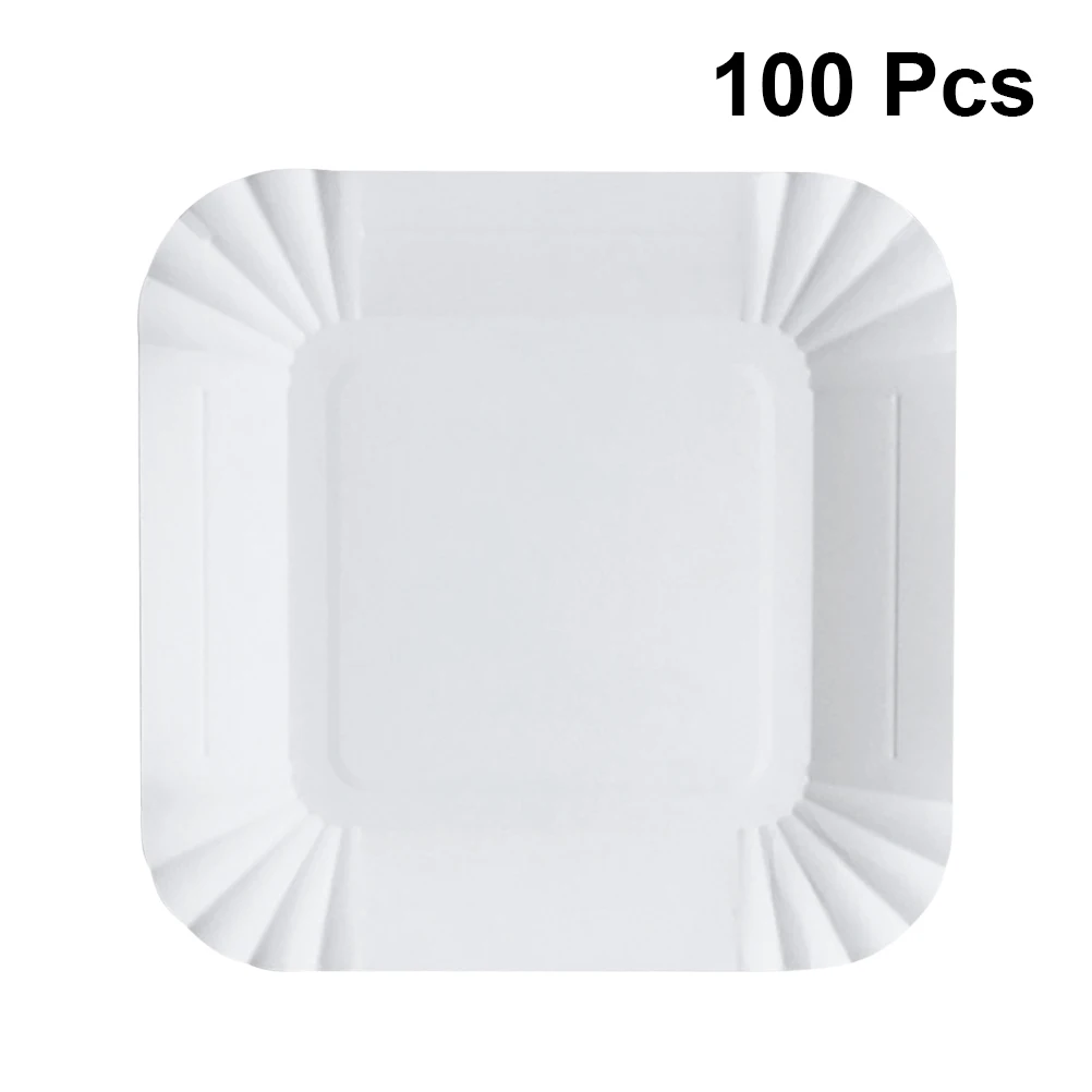 100pcs Disposable Tableware Plate Paper Plates Party Supplies Square ...