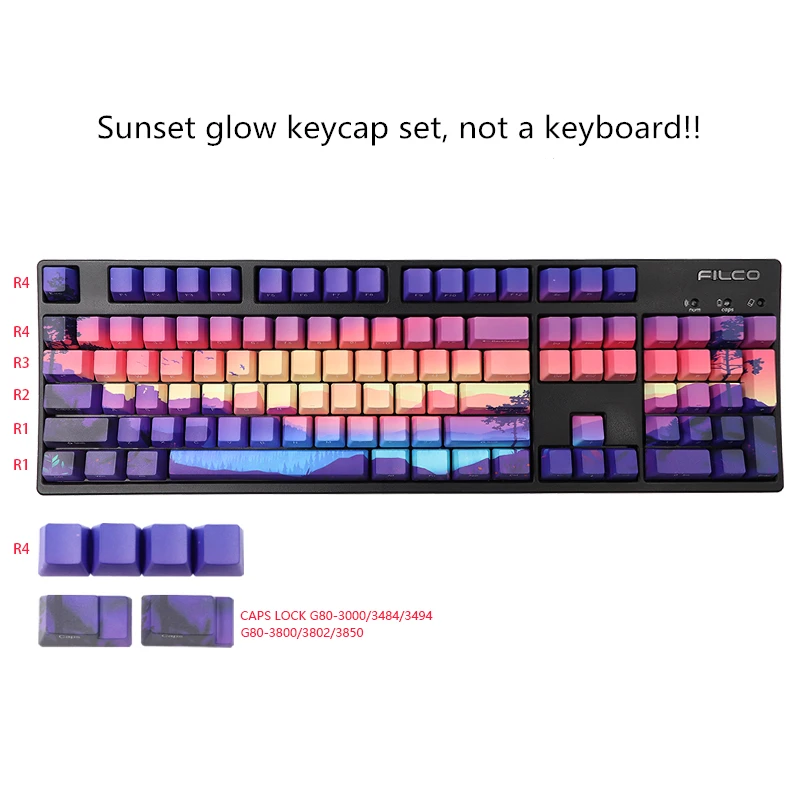 110 Keys/set Sunset Glow Keycaps Pbt 5 Sides Dye Sublimation Key Caps ...
