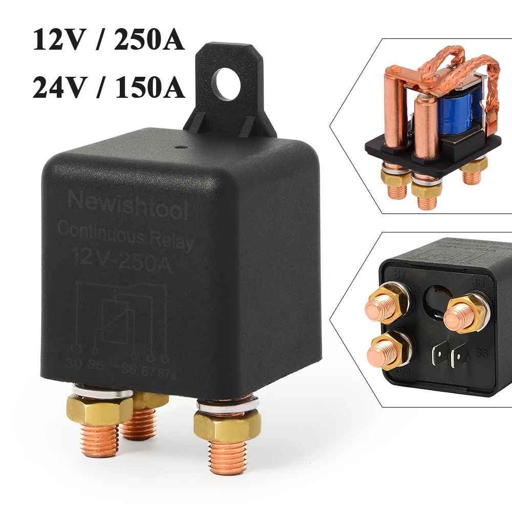 Car Relay 12V 24V 250A 150A High Power Car Starter ON/OFF Relays Socket 5Pin Continuous Type ...