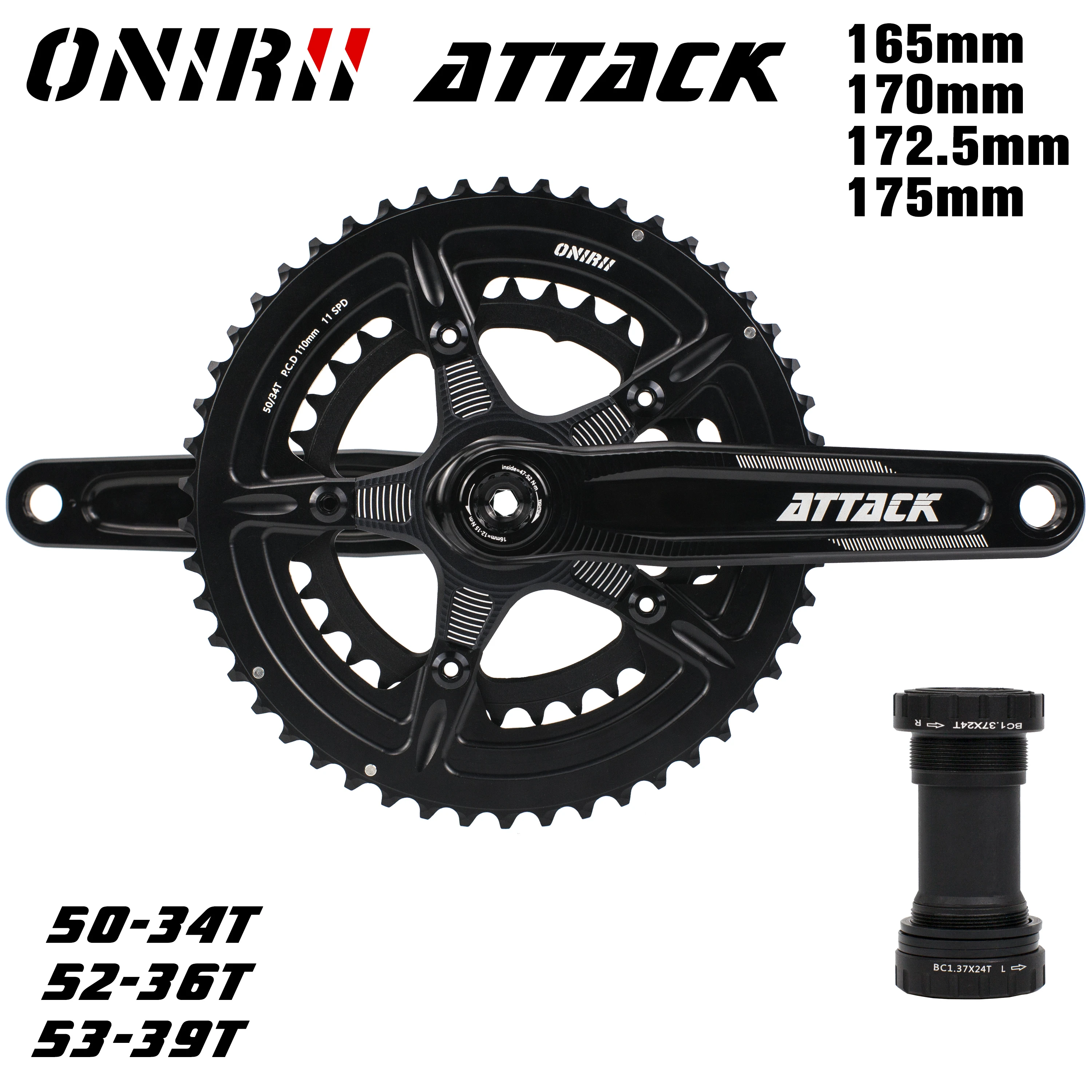 Onirii Attack 2 X 10 /11/12 Speed Road Bicycle Chainset Chain Wheel ...