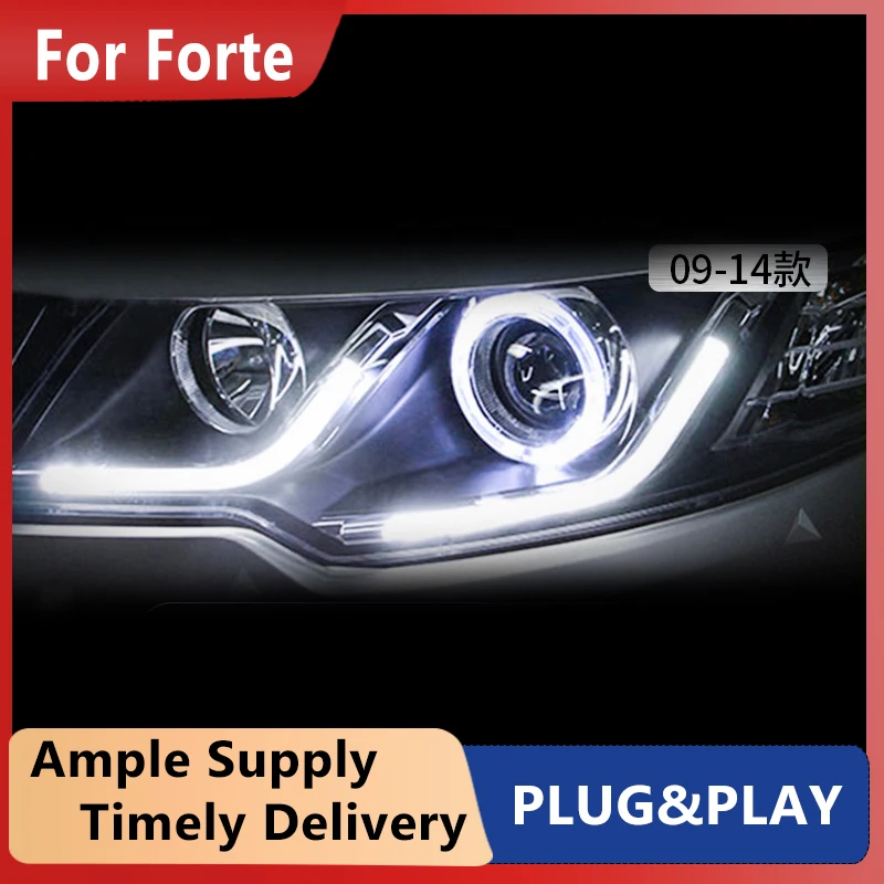 Cars Headlight For KIA Forte 2009-2013 Headlights LED DRL Running ...