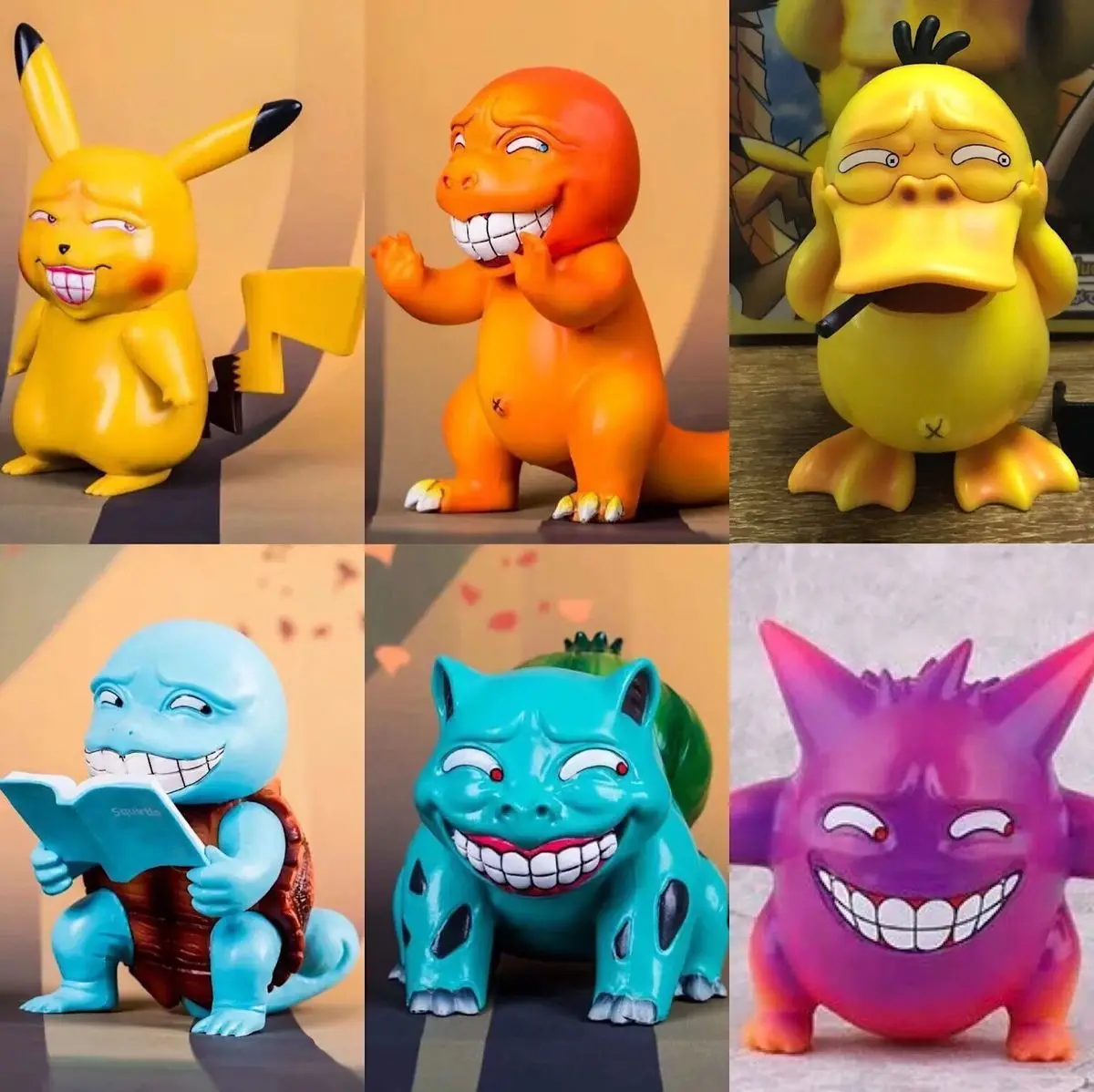 Genuine-Pok-mon-Anime-Figure-Kawaii-Funny-Spoof-Pikachu-Bulbasaur ...