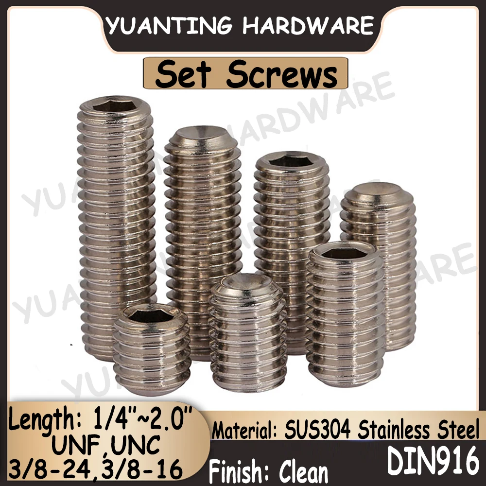 3Pcs-DIN916-3-8-24-3-8-16-UNF-UNC-BSW-Thread-SUS304-Stainless-Steel ...