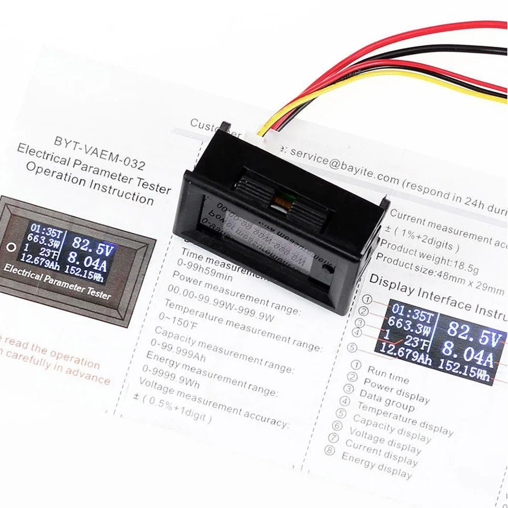 7 в 1 OLED DC 100V 10A Мини Цифровой ток мощность энергии Ватт метр амперметр