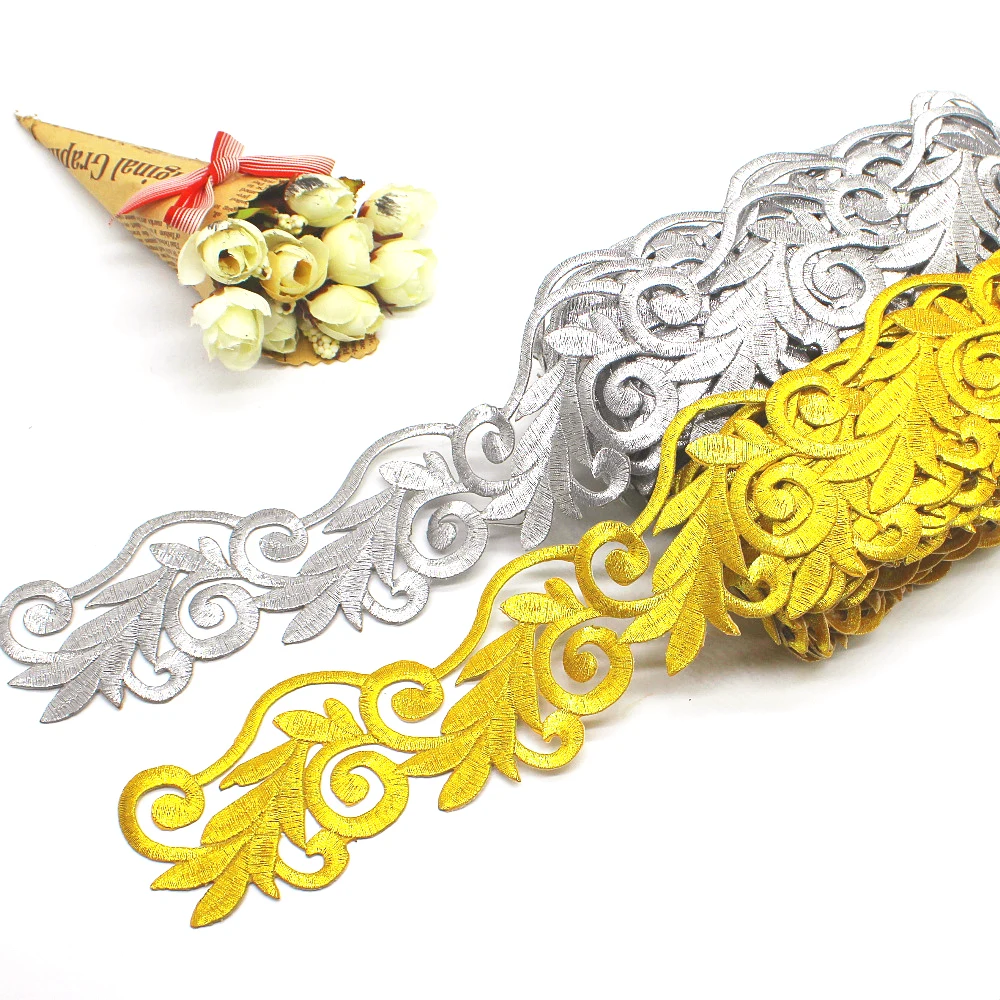 1 Yard Gold Embroidered Lace Iron On For Cosplay Costumes Braided ...