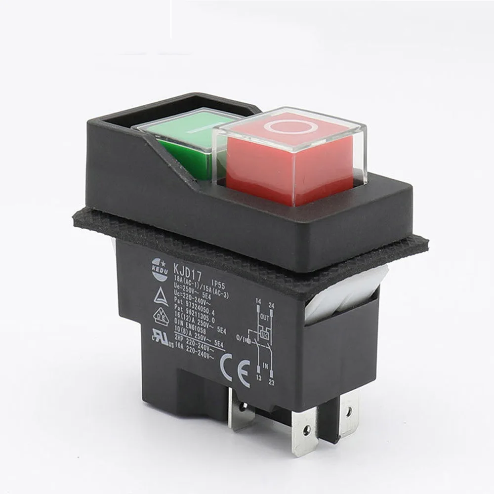 KJD17 KJD17B 6pis 230V 16A elektromagnetyczne przełącznik przyciskowy ...