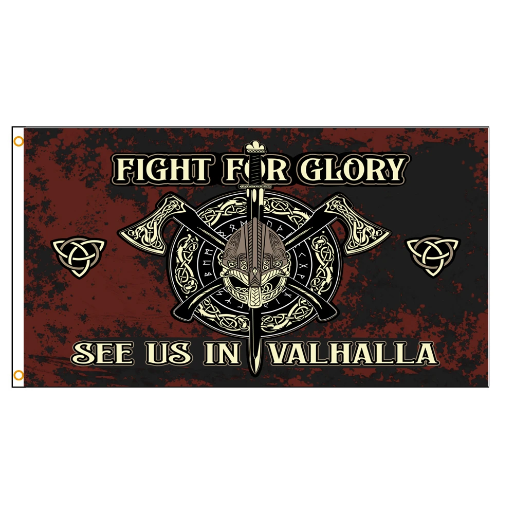 90x150cm Fight For Glory See Us In Valhalla Flag - Flags - AliExpress
