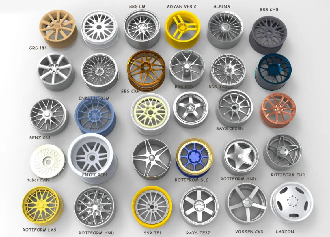 4Pcs-1-18-Scale-Car-Model-Wheels-19-Modification-Customization-TE37-BBS ...