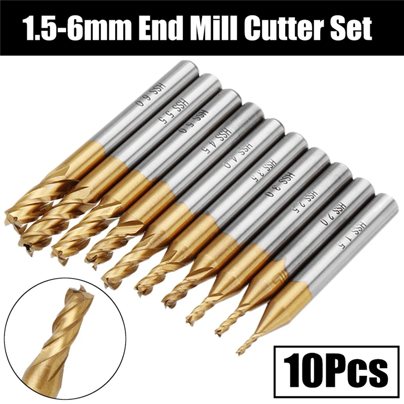 4 Fluiten Hss Titanium Coating End Mill Cutter 6Mm Shank Cnc Router ...