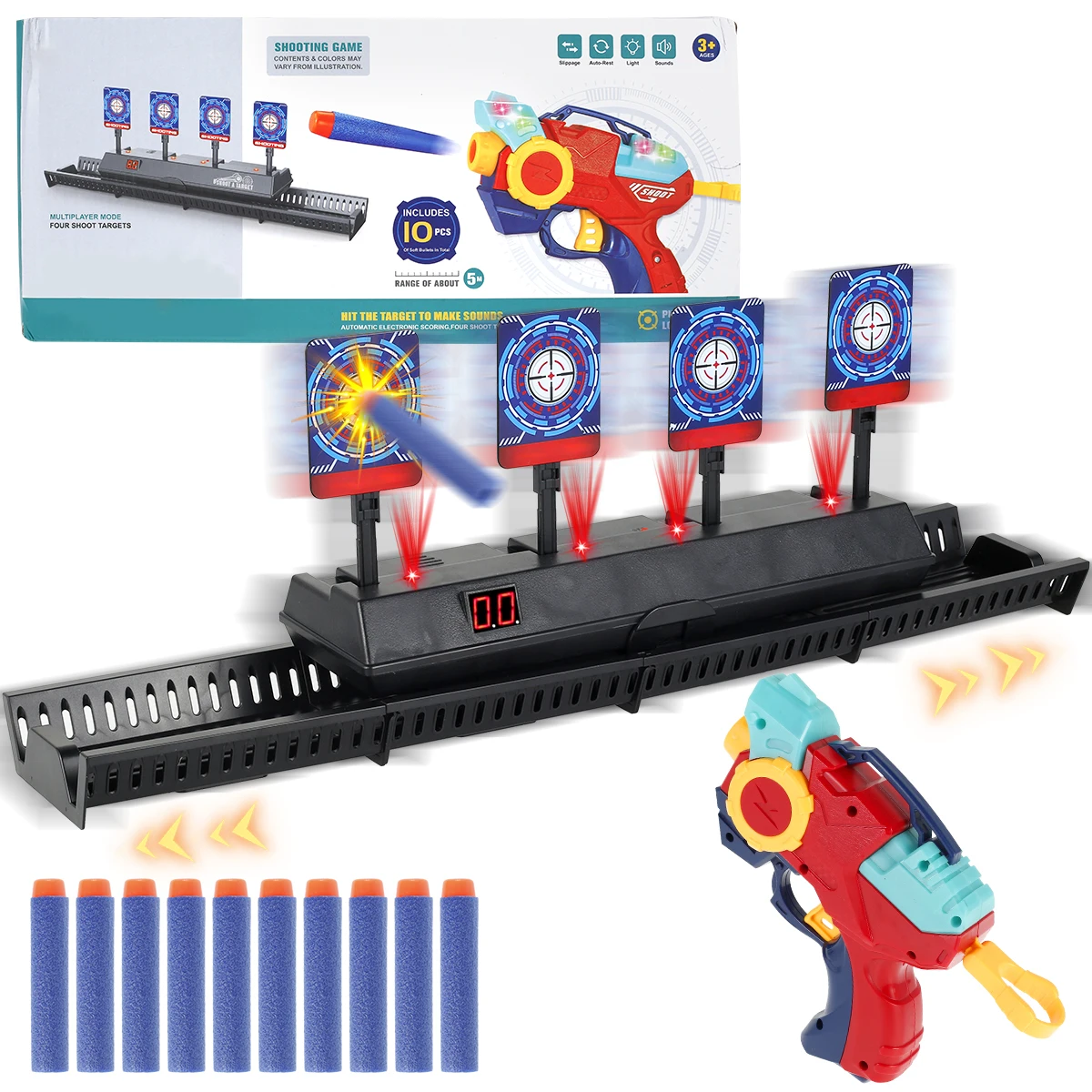 Children Digital Shooting Targets Electronic Scoring Toys with 4 ...