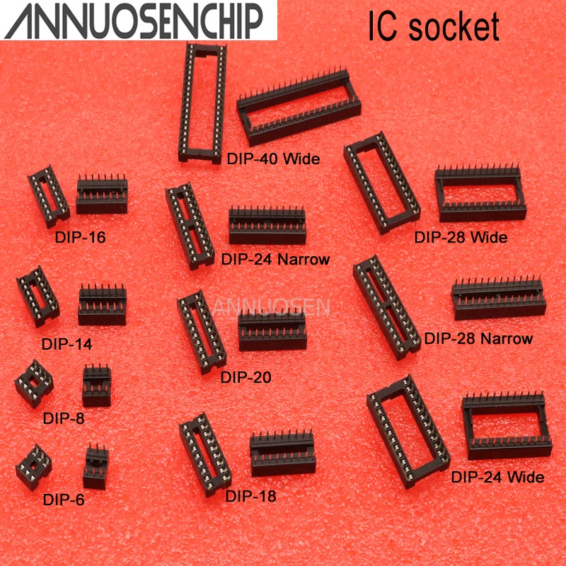 10PCS-IC-Sockets-DIP6-DIP8-DIP14-DIP16-DIP18-DIP20-DIP24-DIP28-DIP40 ...