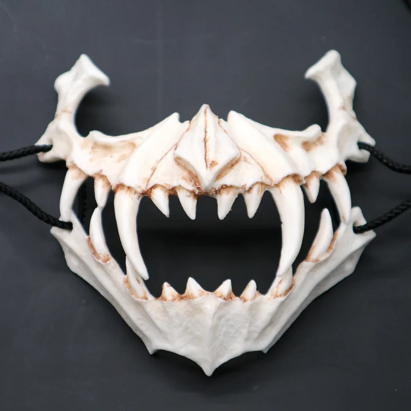 nimal Mask Long Teeth Demon Samurai White Bone Mask Tengu Dragon Yaksa ...