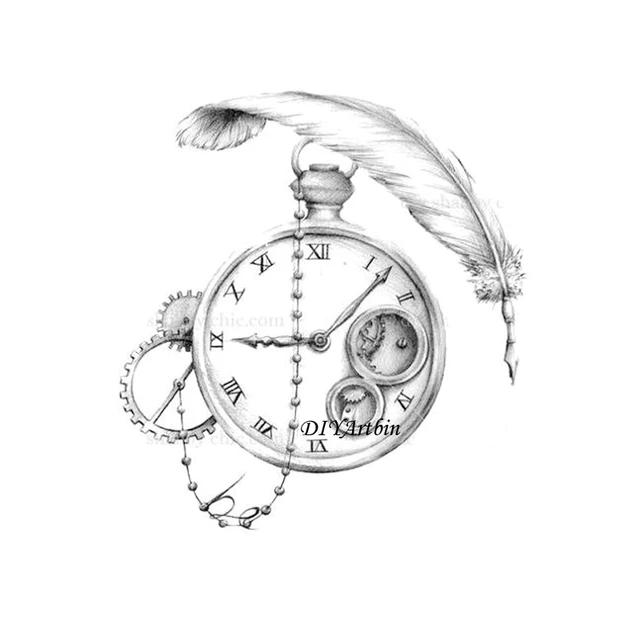 Steampunk Pocket Watch Drawing